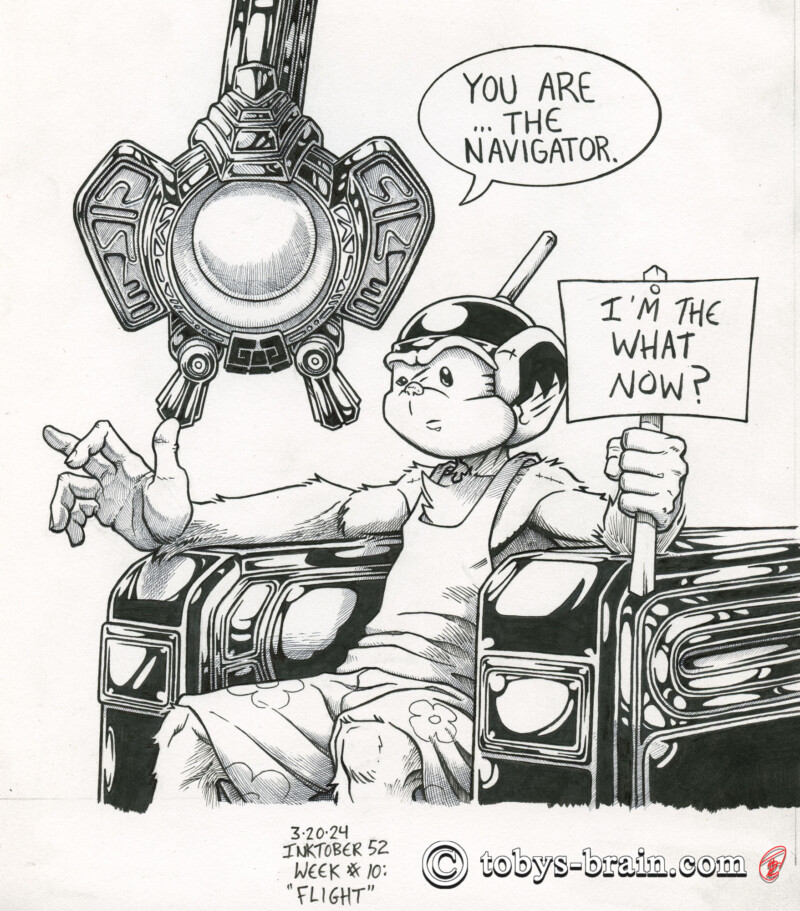 Inktober 52 2024 Week #10: FLIGHT – Toby's Brain
